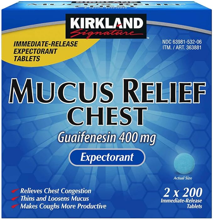 Amazon.com: Kirkland Signature Mucus Relief Chest Guaifenesin 400 mg ...