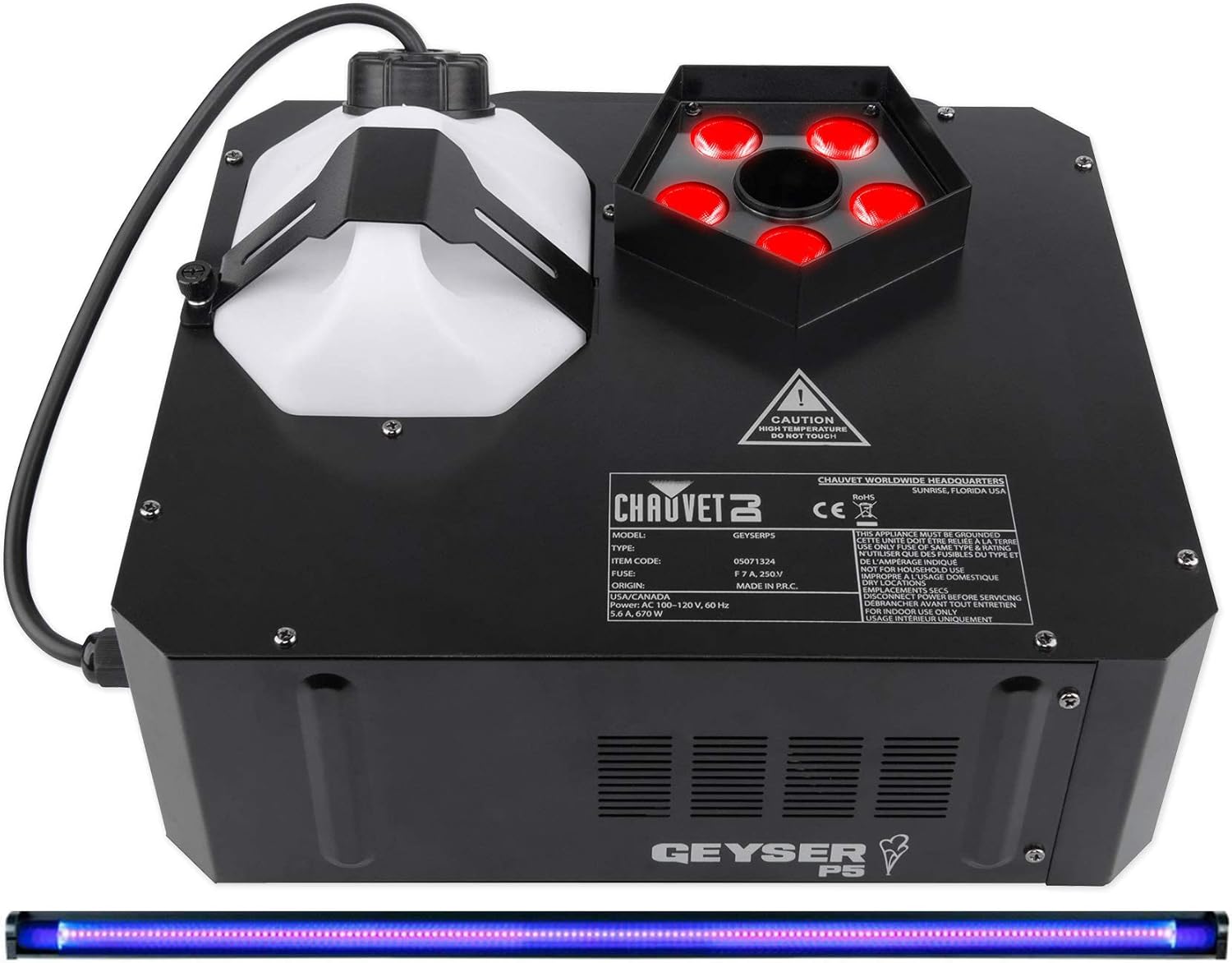 Amazon.com: Chauvet DJ Geyser P5 DMX Fog Machine Fogger, RGBA+UV LED+48 ...