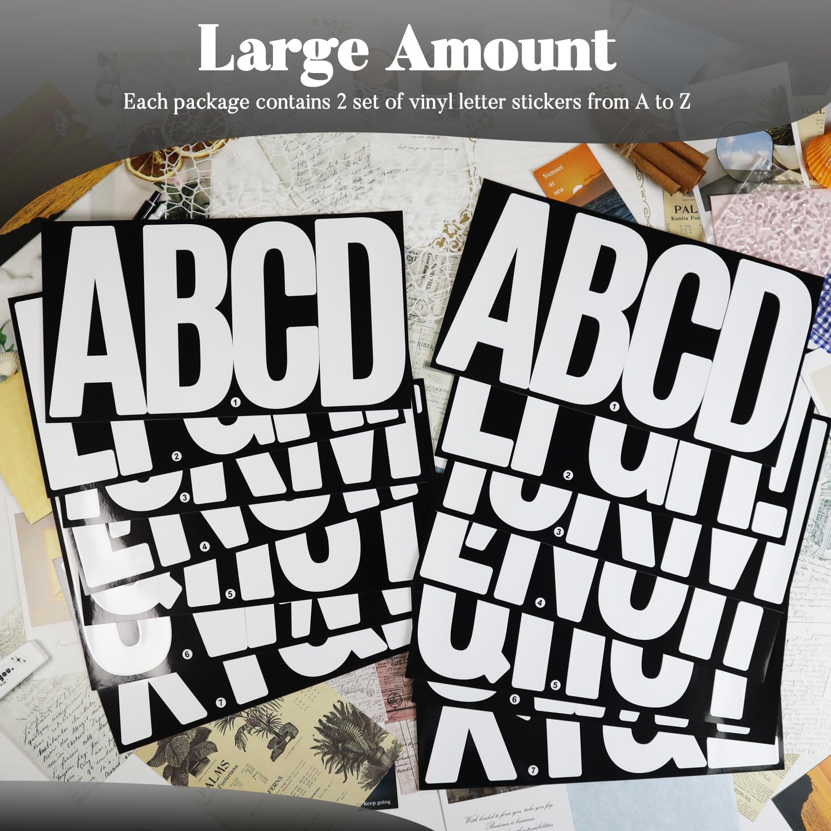 Large Alphabet Stickers 6 Inch Large Black Vinyl Letter Stickers - 76 ...