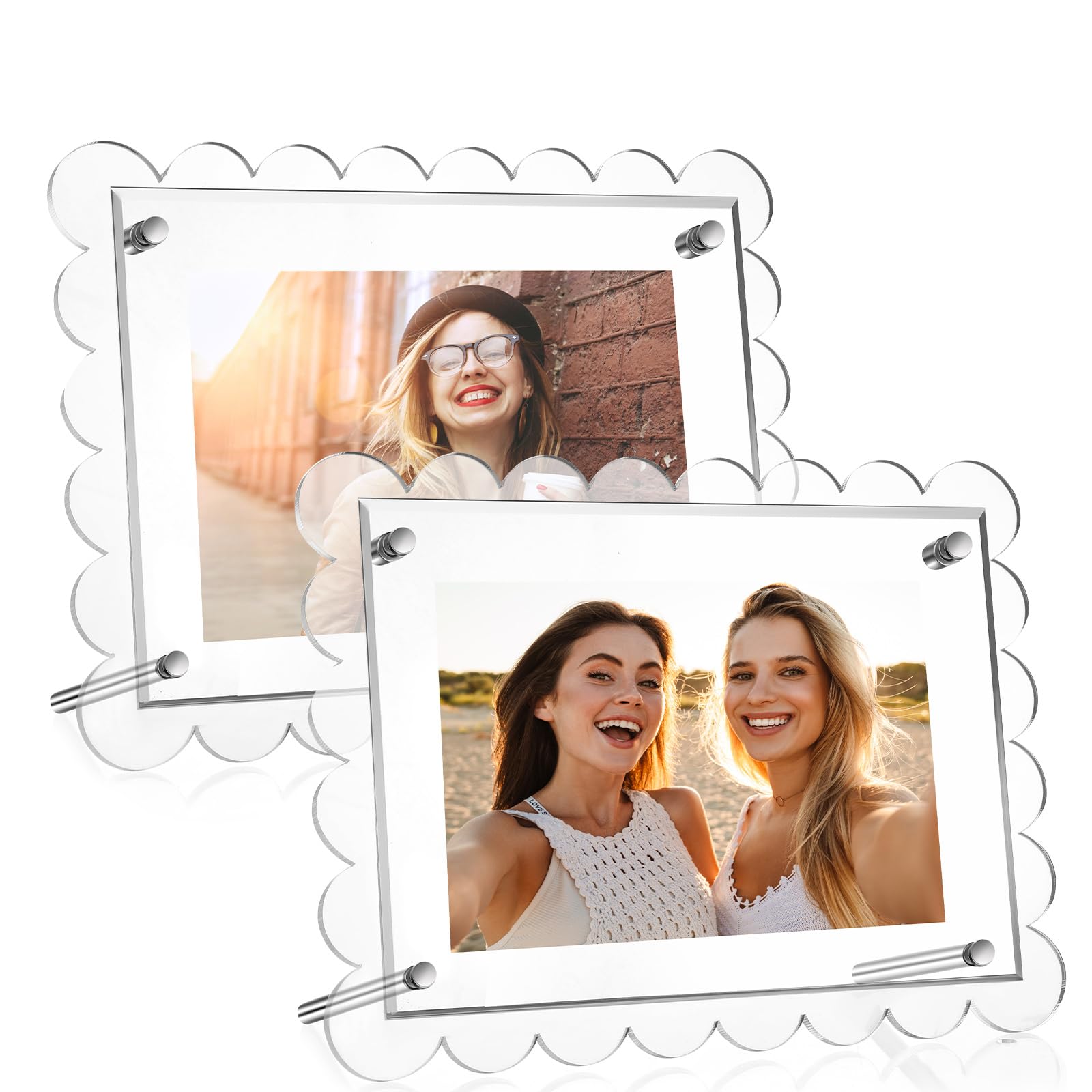 Buy Acrylic Picture Frame 4 x 6 Inch, 2 Pack Clear Acrylic Magnetic ...