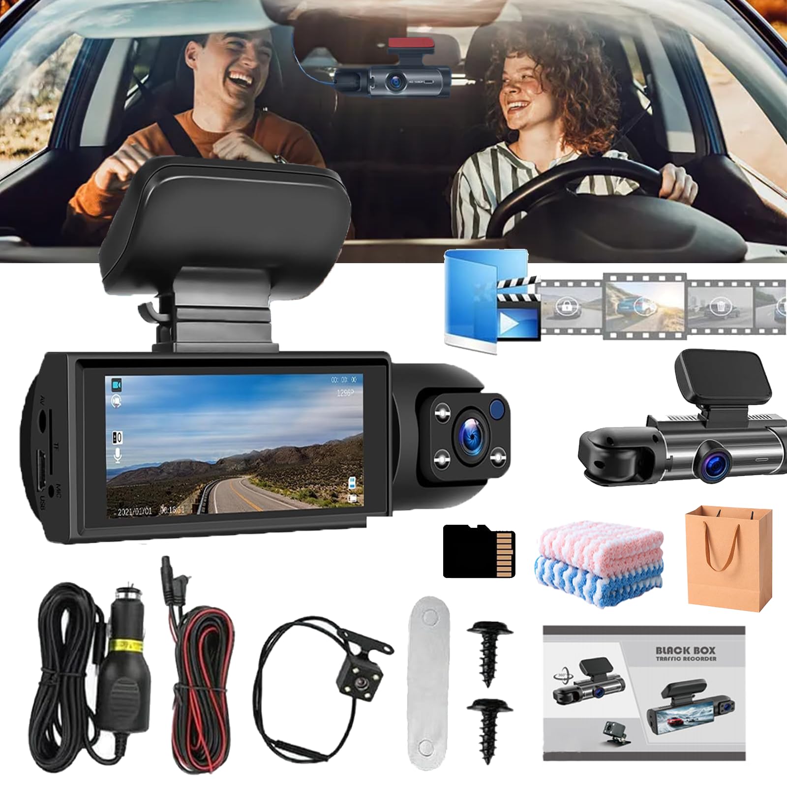 Amazon.com: 2025 New Enesy Car Dash Cam, 1080p HD Enesy Front & Rear ...