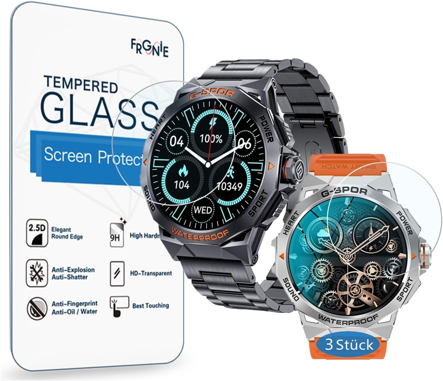 Frgnie Screen Protector for EF3 Smartwatch 1.43 Inch (Pack of 3) 9H ...