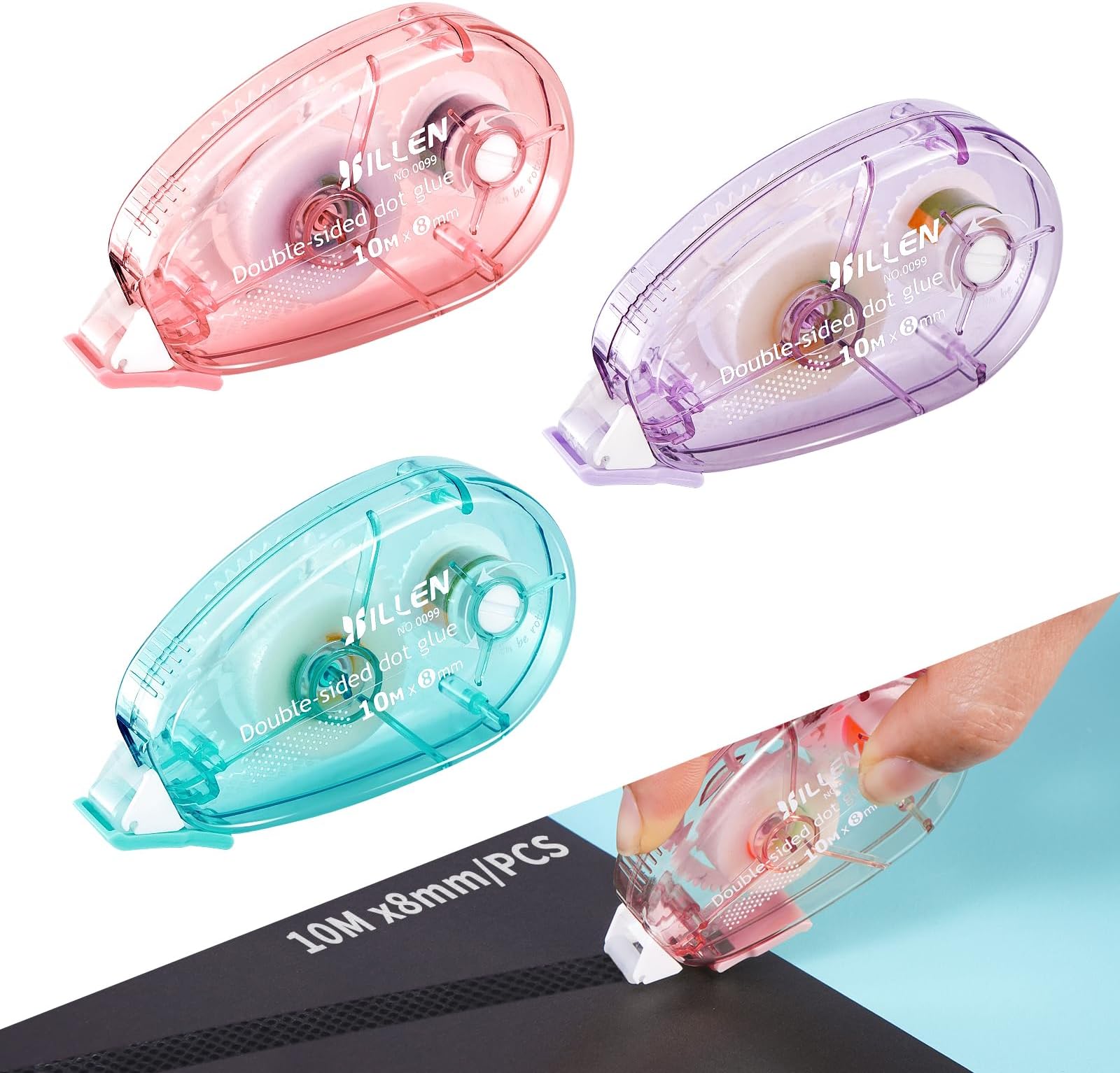 3 Pcs Colle Roller, 10m x 8mm Souris Roller Colle Ruban Adhésif Double ...