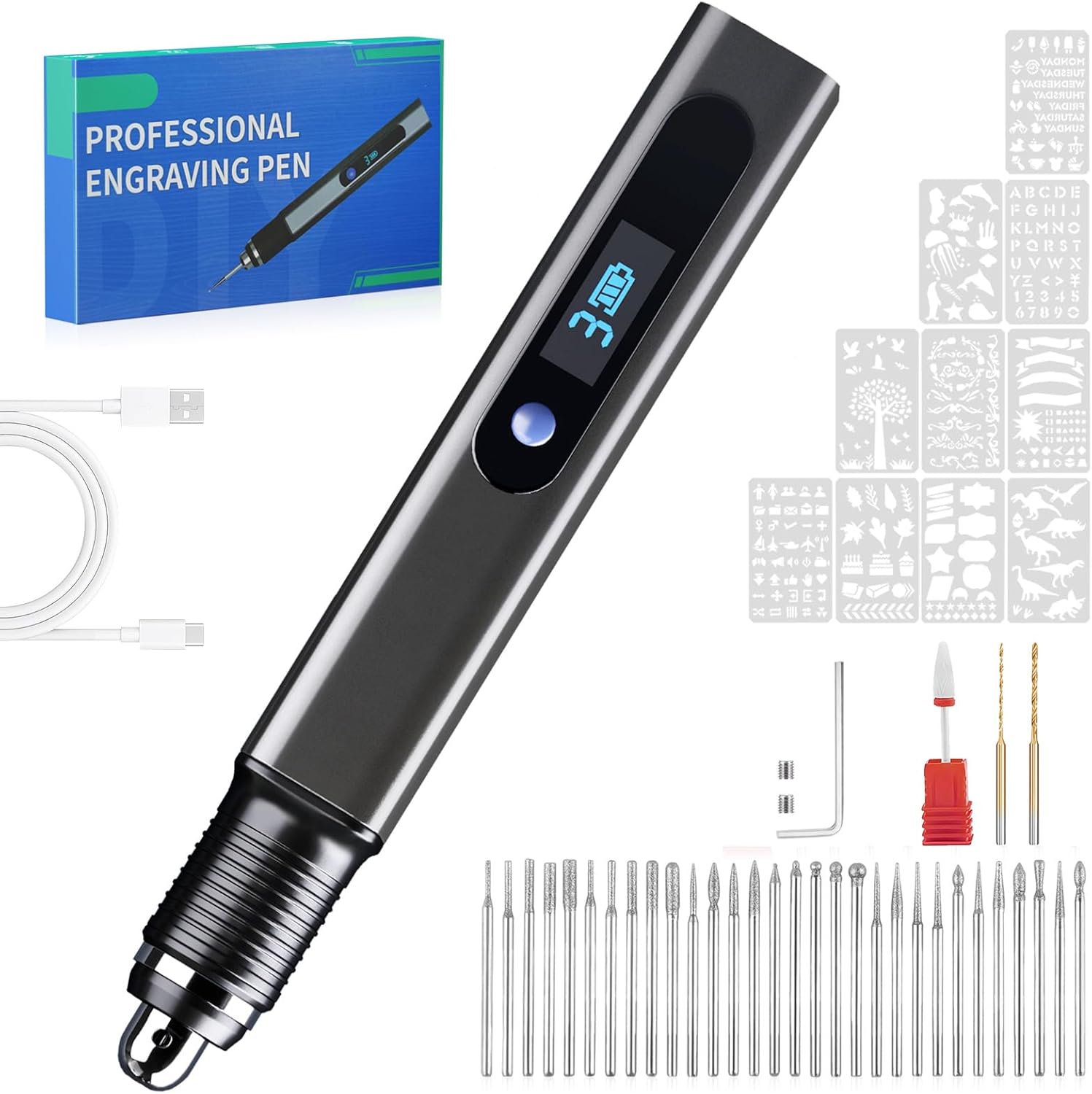 Cordless Engraving Pen Kit with Carrying Case, Rechargeable Electric ...