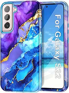 Amazon.com: Btscase for Samsung Galaxy S22 5G Case,Marble Pattern 3 in 1 Heavy Duty Shockproof ...
