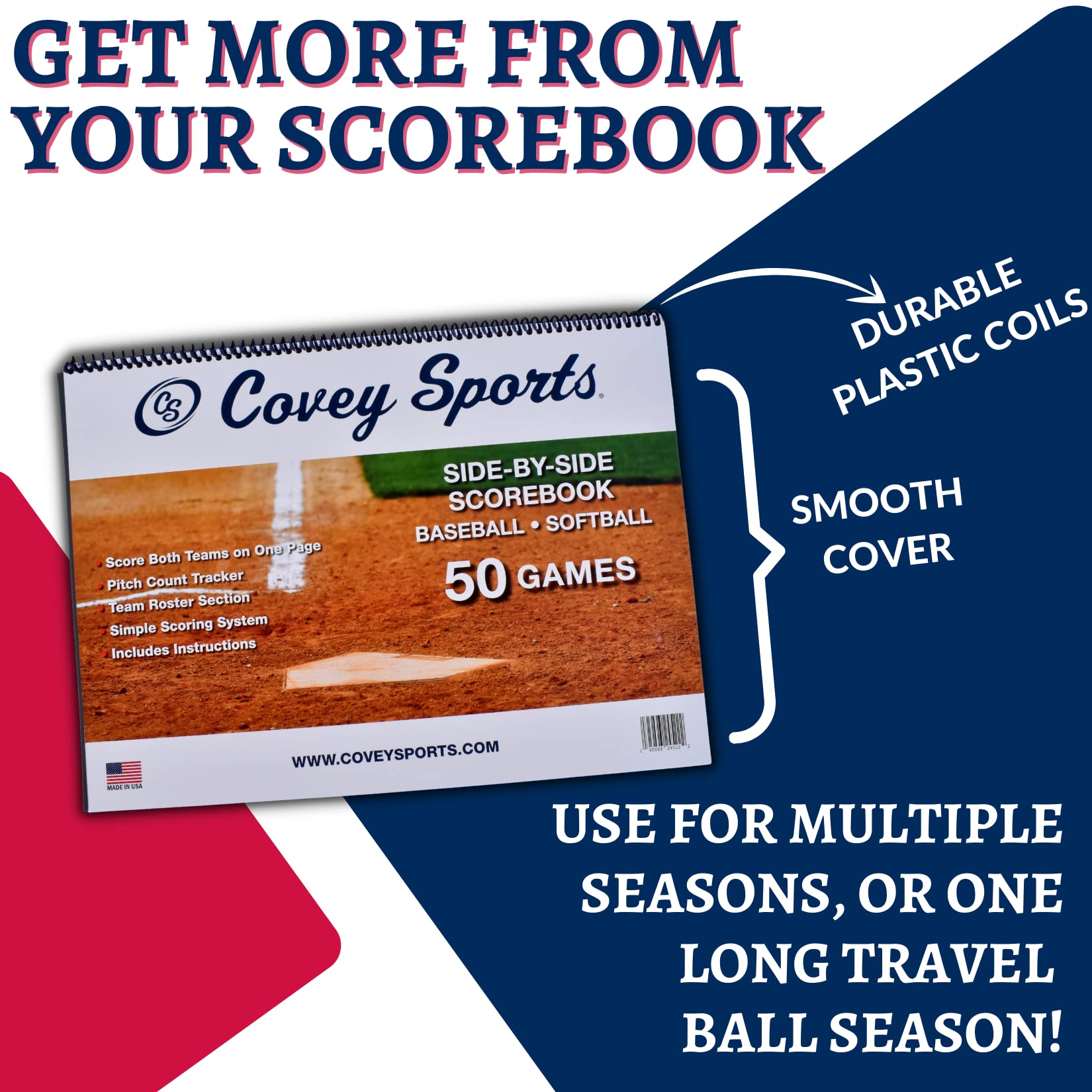 Snapklik.com : Covey Baseball & Softball Scorebook Side By Side Format ...