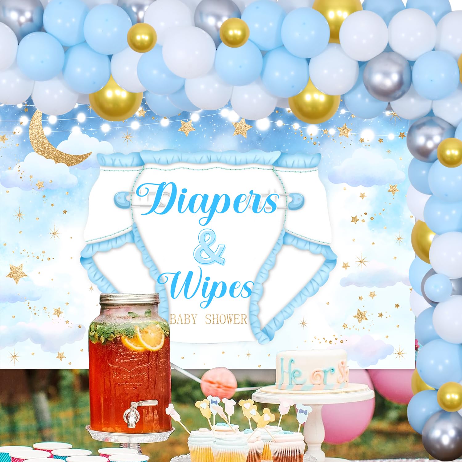 Diaper Themed Baby Shower Background Little Newest Wolf Themed Baby