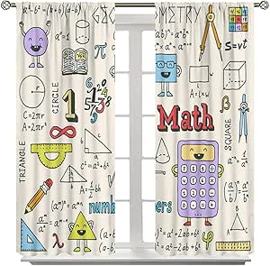 Amazon.com: SHElifestyle Math Equation Curtain for Kids Math Geometry Formula Window Treatments ...