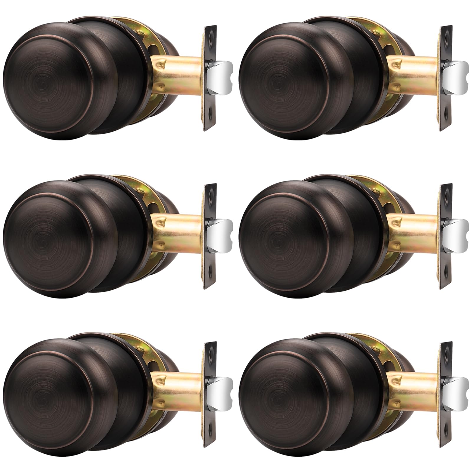 Probrico Oil Rubbed Brozne Door Knobs, Passage Door Locks with Round ...