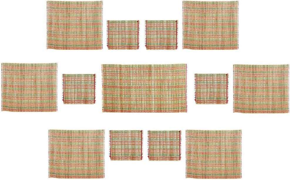 Amazon.com: DollsofIndia 13 Pieces Dining Table Mats Made with Bamboo ...
