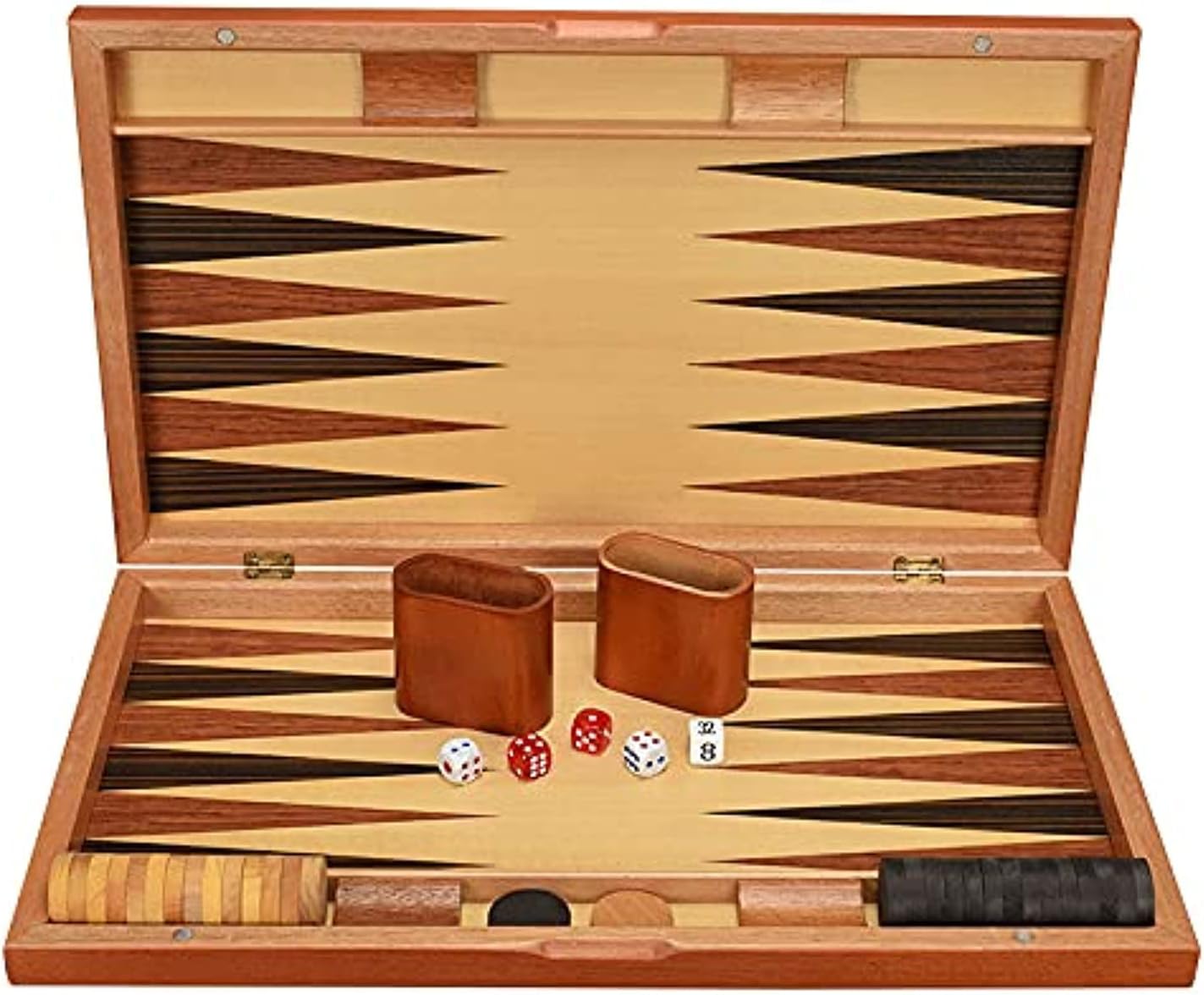 ropoda Sapele Wood Backgammon Board Game Set (15 Inches) for Adults and ...