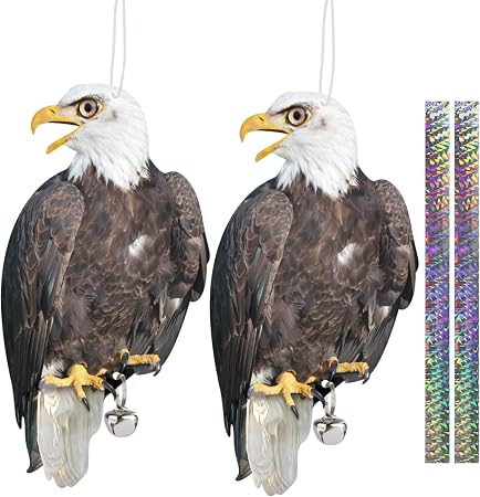 Pigeon Deterrent with Reflective Tape, 2Pcs Hawk Bird Scarers for ...