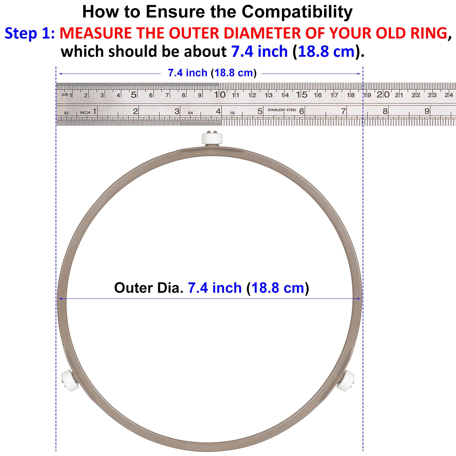 Jolaxy 7.4" Microwave Turntable Ring with 12 mm Rollers, Microwave Oven ...