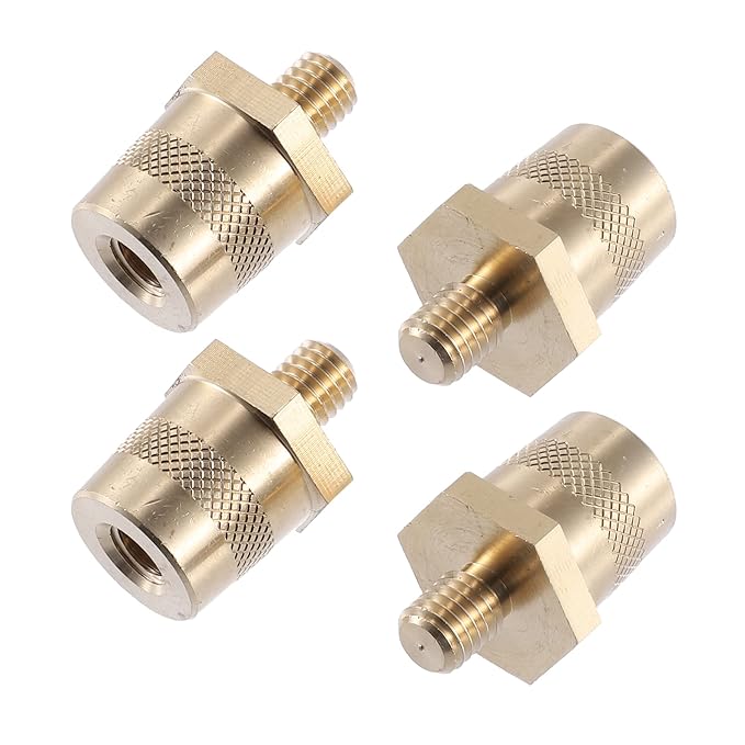 X AUTOHAUX 2 Pair M8 Battery Terminal Connector Brass Tone Post Adapter Stud Extender Screws ...