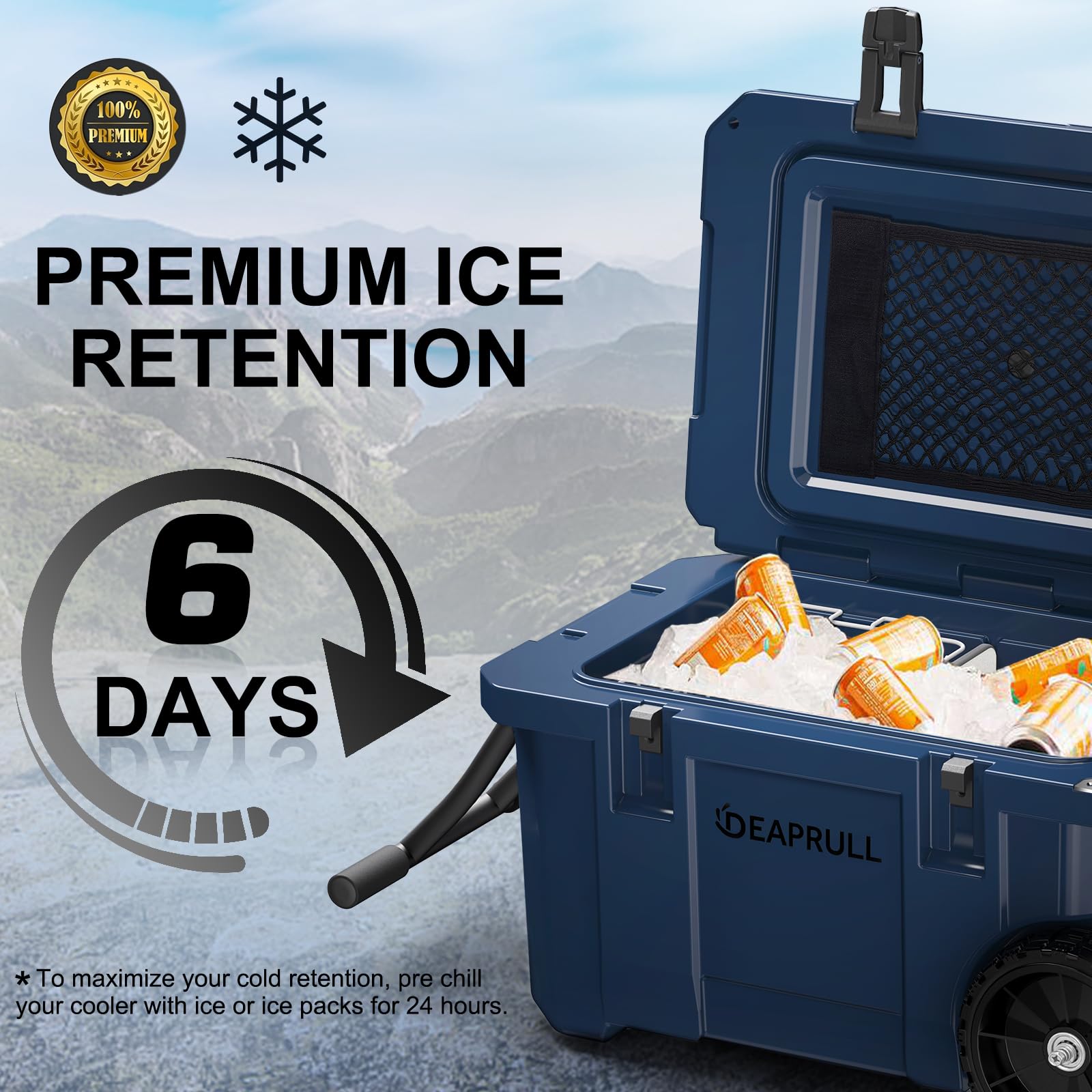 55 Quart Cooler with Wheels, Ice Chests Portable Camping Cooler Holds ...