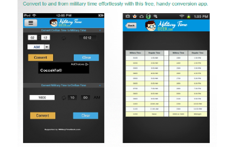 Aplicación Military Time Converter + Chart en Amazon Appstore