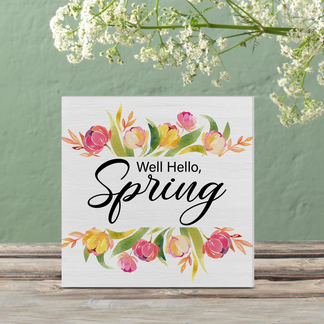 Snapklik.com : Well Hello Spring Wooden Box Sign Farmhouse Spring Wood ...