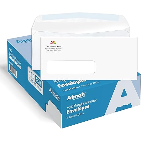Amazon.com : #10 Custom Printed Single Left Window Envelopes - Text and ...