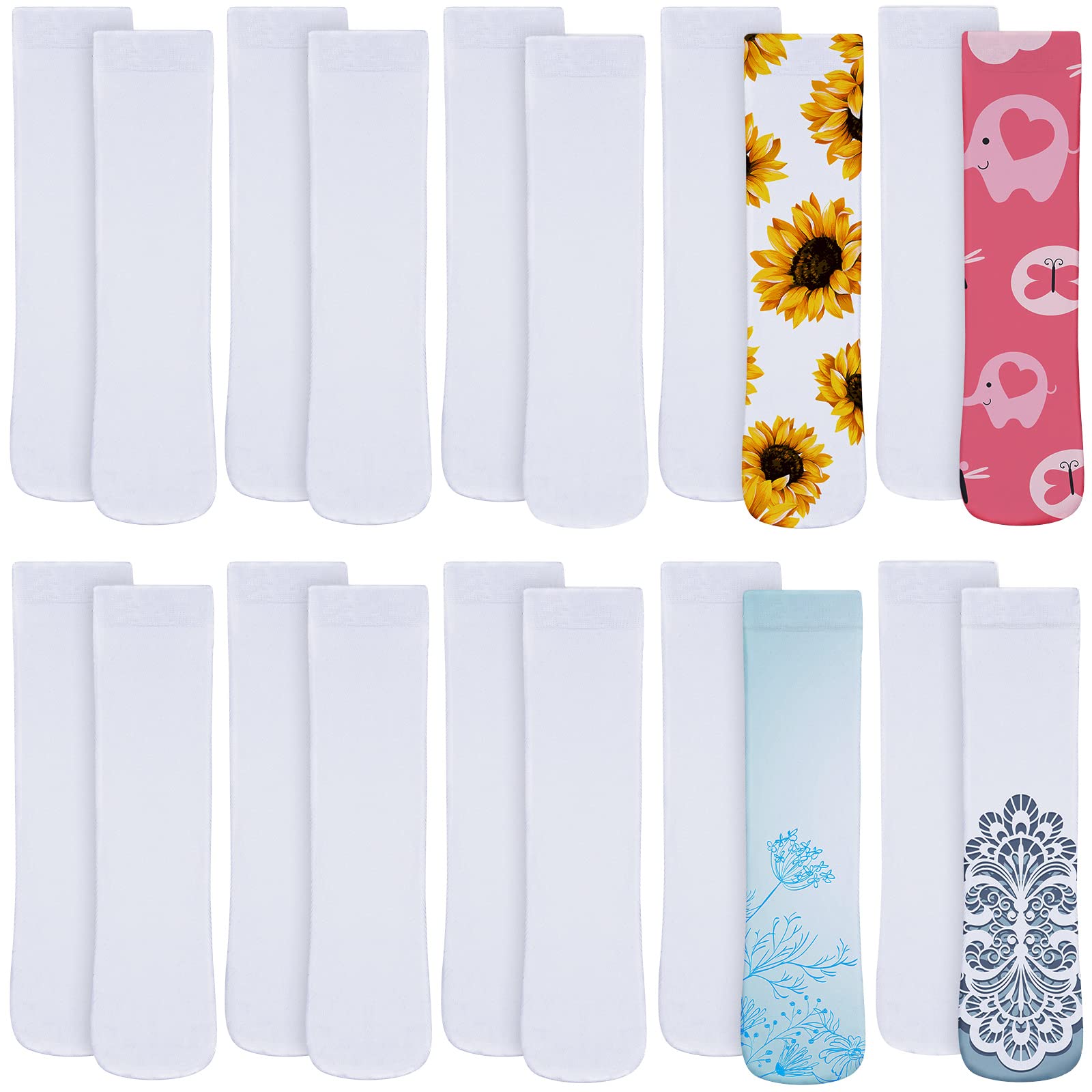 Amazon.com: Vabean 10 Pairs Blank White Sublimation Socks Halloween DIY ...