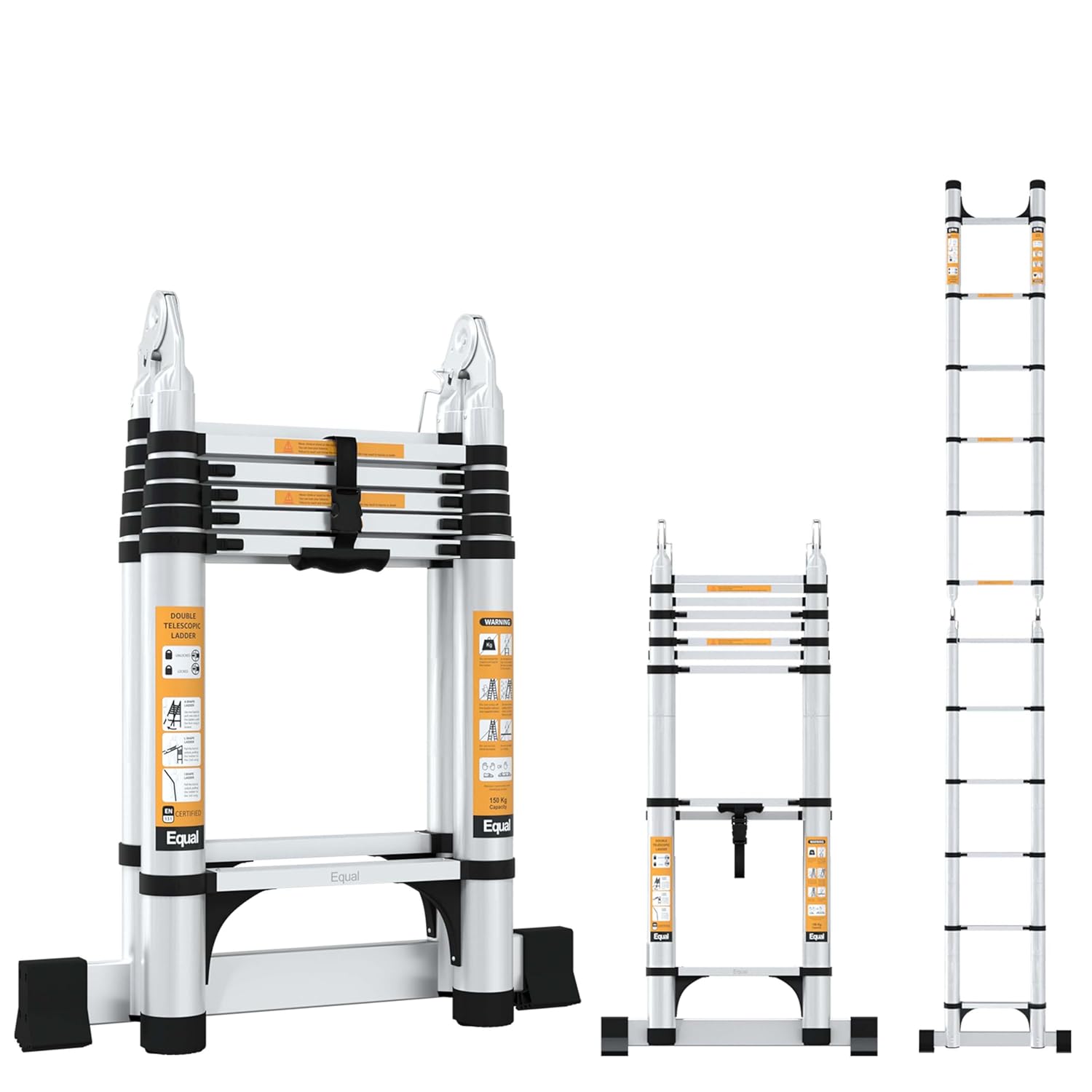 Equal 12.5 FT A-Type Foldable Aluminium Telescopic Ladder ...