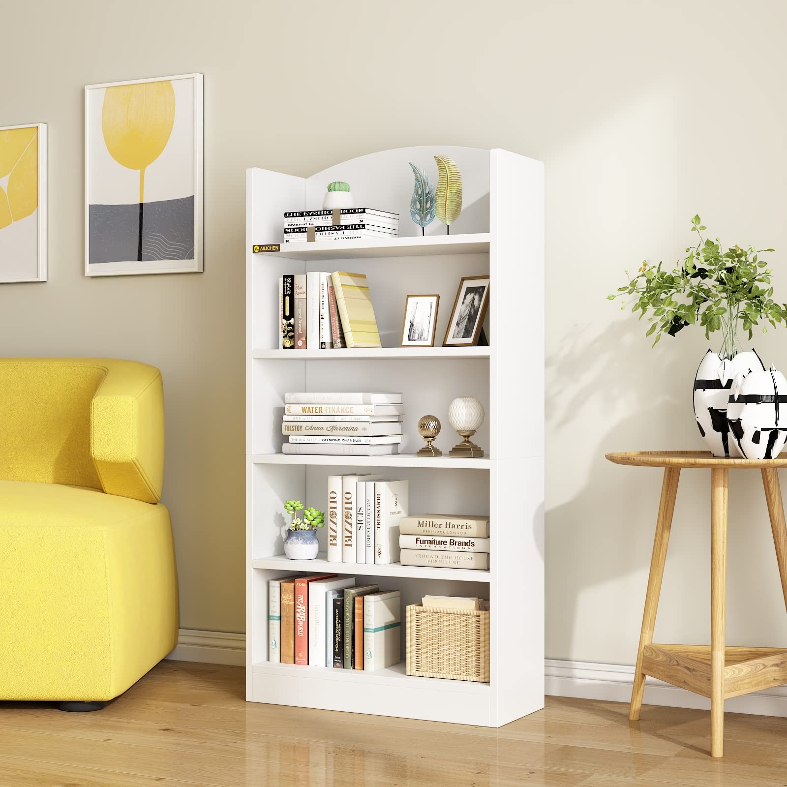 Amazon.com: YQ JENMW 5-Shelf Multi-Functional Modern Wood Bookcase with ...