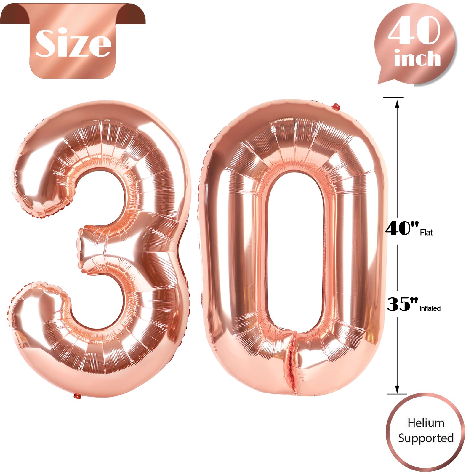 Snapklik.com : 30 Balloon Number, Rose Gold Number 30th Birthday ...