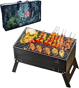 hosck Portable Charcoal Grill, Stainless Steel Folding Small BBQ Grill Set for Outdoor Grilling ...