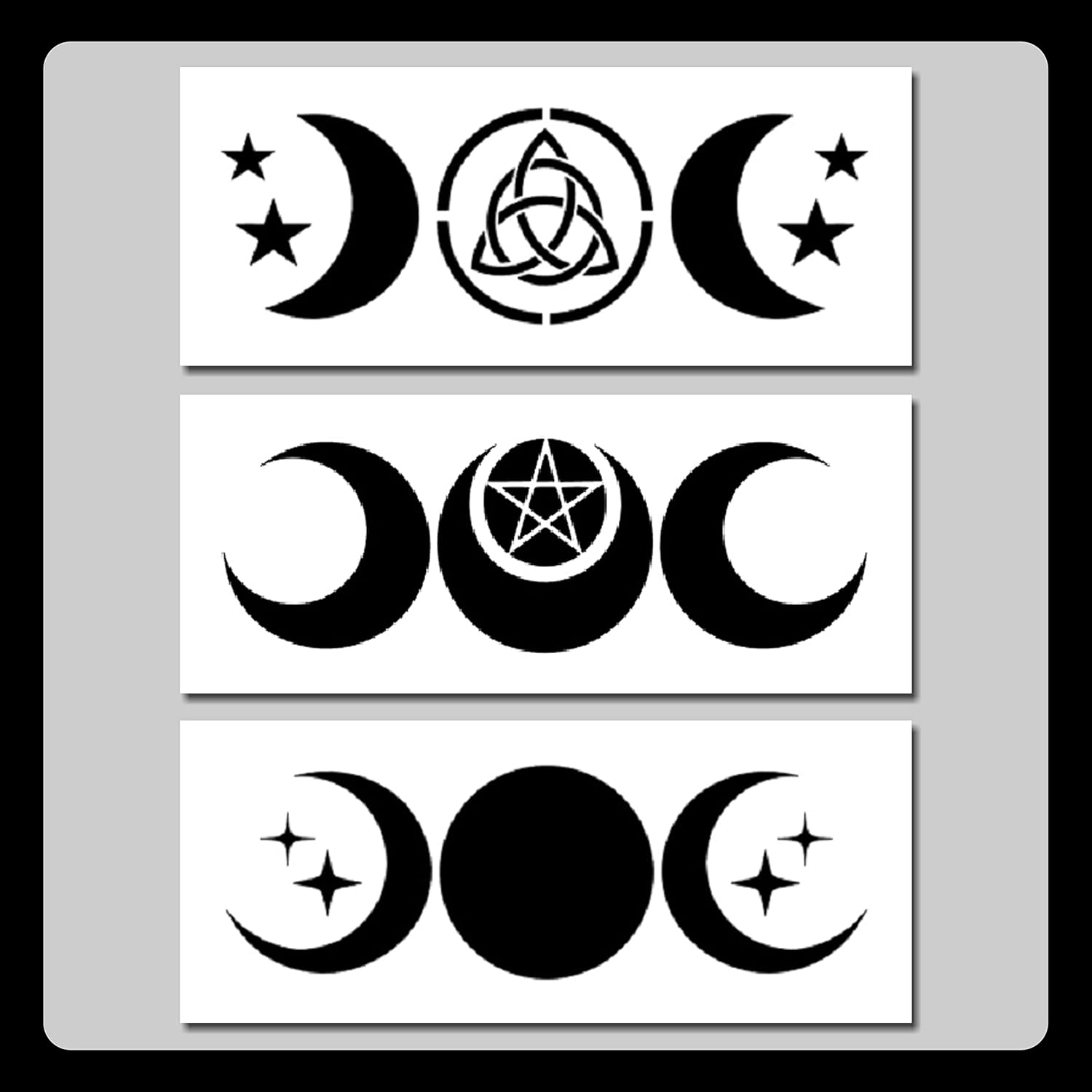 Amazon.com : Set of 3 Triple Moon Reusable Craft Stencils 3 X 7 inches ...