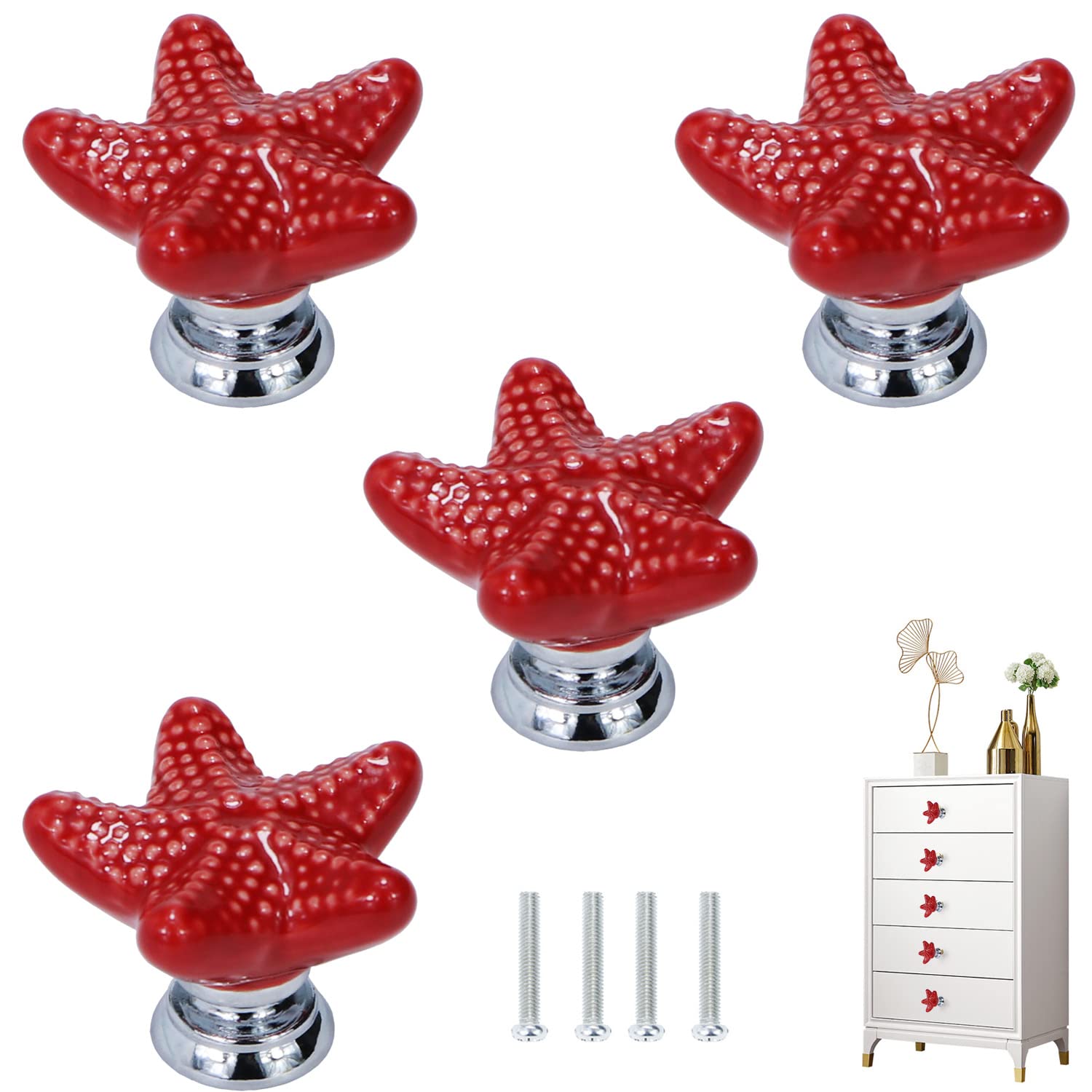 Starfish Drawer Knobs Coastal Kitchen Cabinet Knos Beach Themeb Knob ...