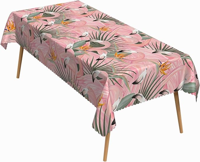 Amazon.com: ggaimwf 70x120 Inch Tropical Rectangular Tablecloth Pink Flamingo Plant Romantic ...
