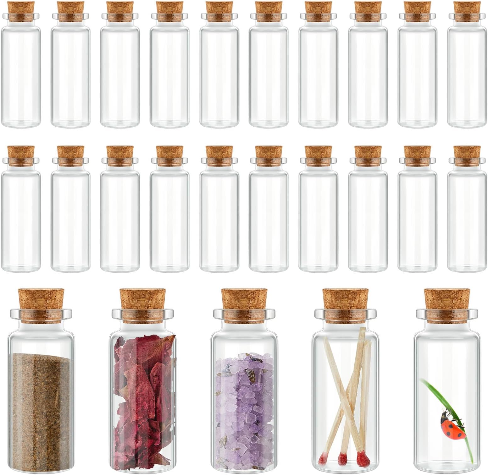 Amazon.com: Patelai 24 Pack Small Glass Jars with Cork Stoppers Mini ...