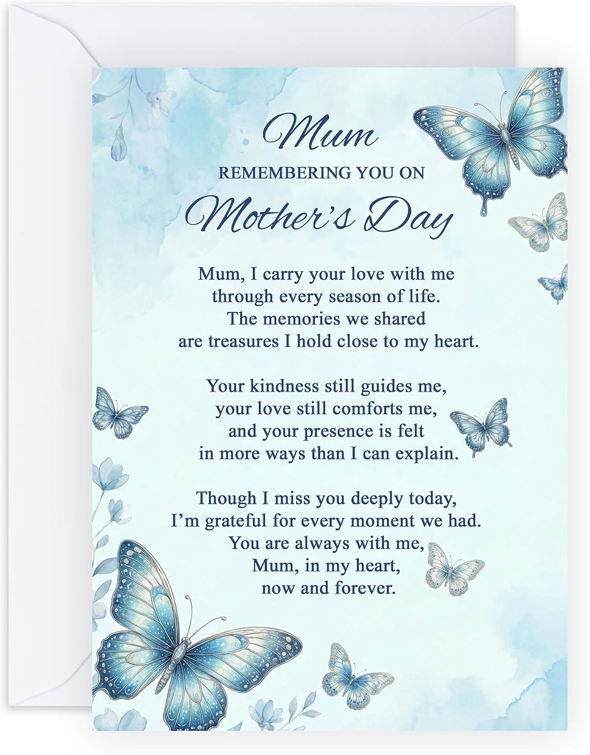 Memorial Mother’s Day Card – Remembering You Mum, Butterfly Design for ...