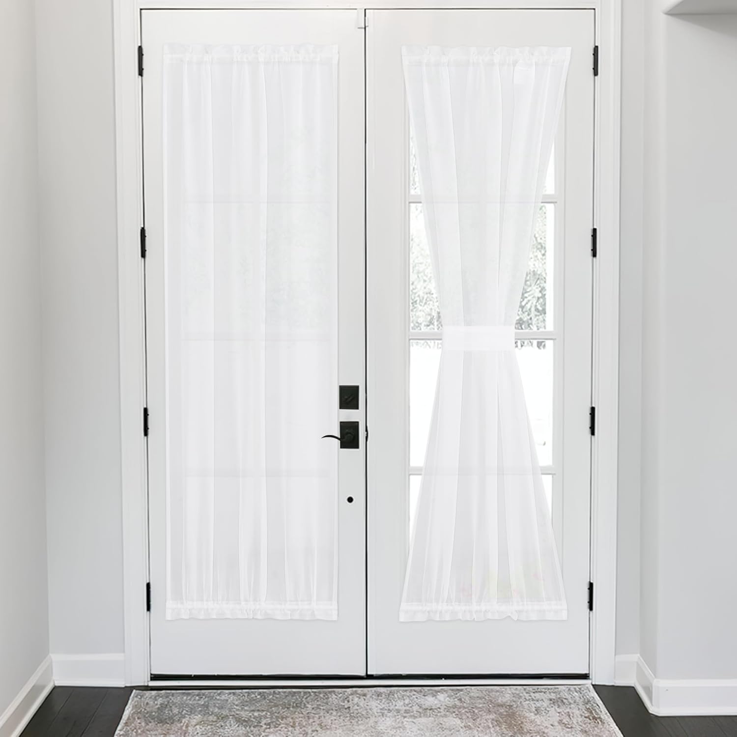 Amazon.com: NICETOWN White Sheer Door Curtains for Kitchen, 30 x 72 ...