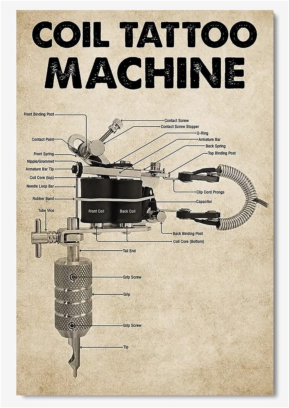 Amazon.com: Tattoo Knowledge Metal Tin Signs Coil Tattoo Machine ...