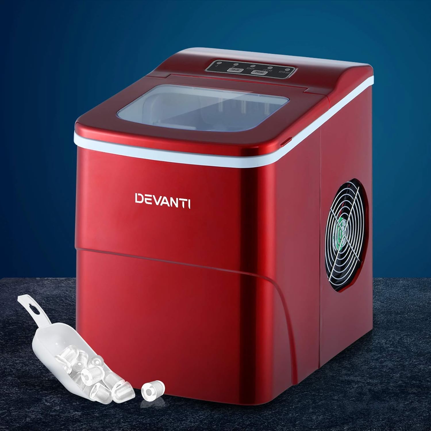 Devanti Ice Maker Machine, 2L 12KG Stainless Steel Portable Countertop ...