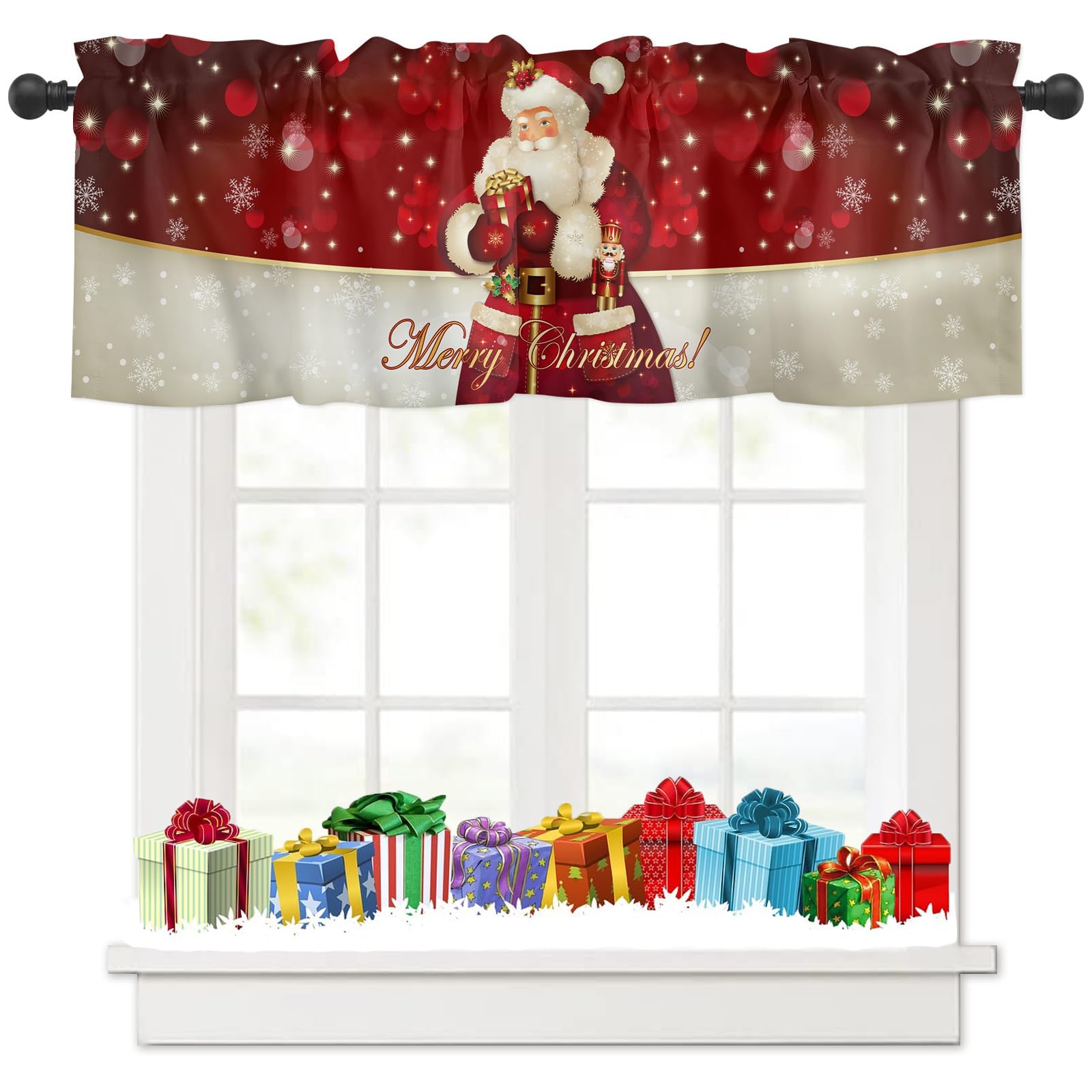 Amazon.com: LUANTIANPAI Christmas Window Curtain Valance for Kitchen ...