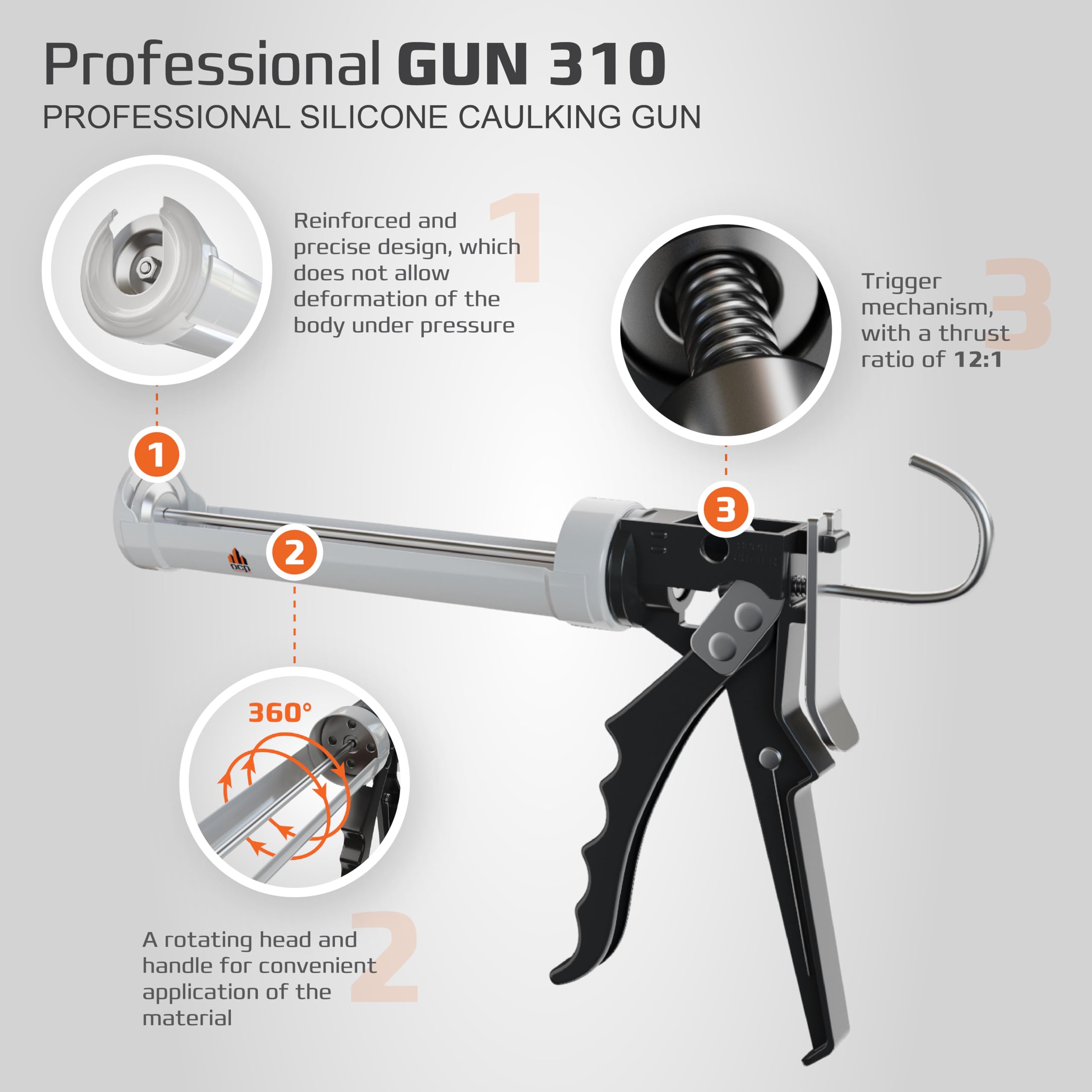 Snapklik.com : DCP Professional Gun 310 Caulking Gun 10 Fl.oz. Manual ...