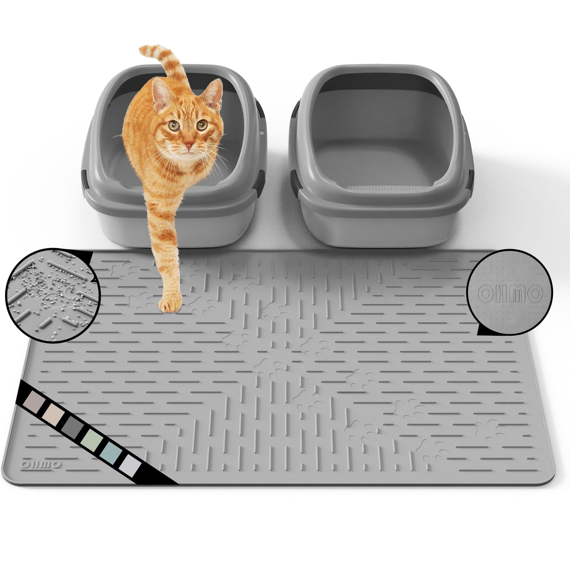 Amazon.com: OHMO Cat Litter Mat Large Trapping Mat Premium Silicone ...