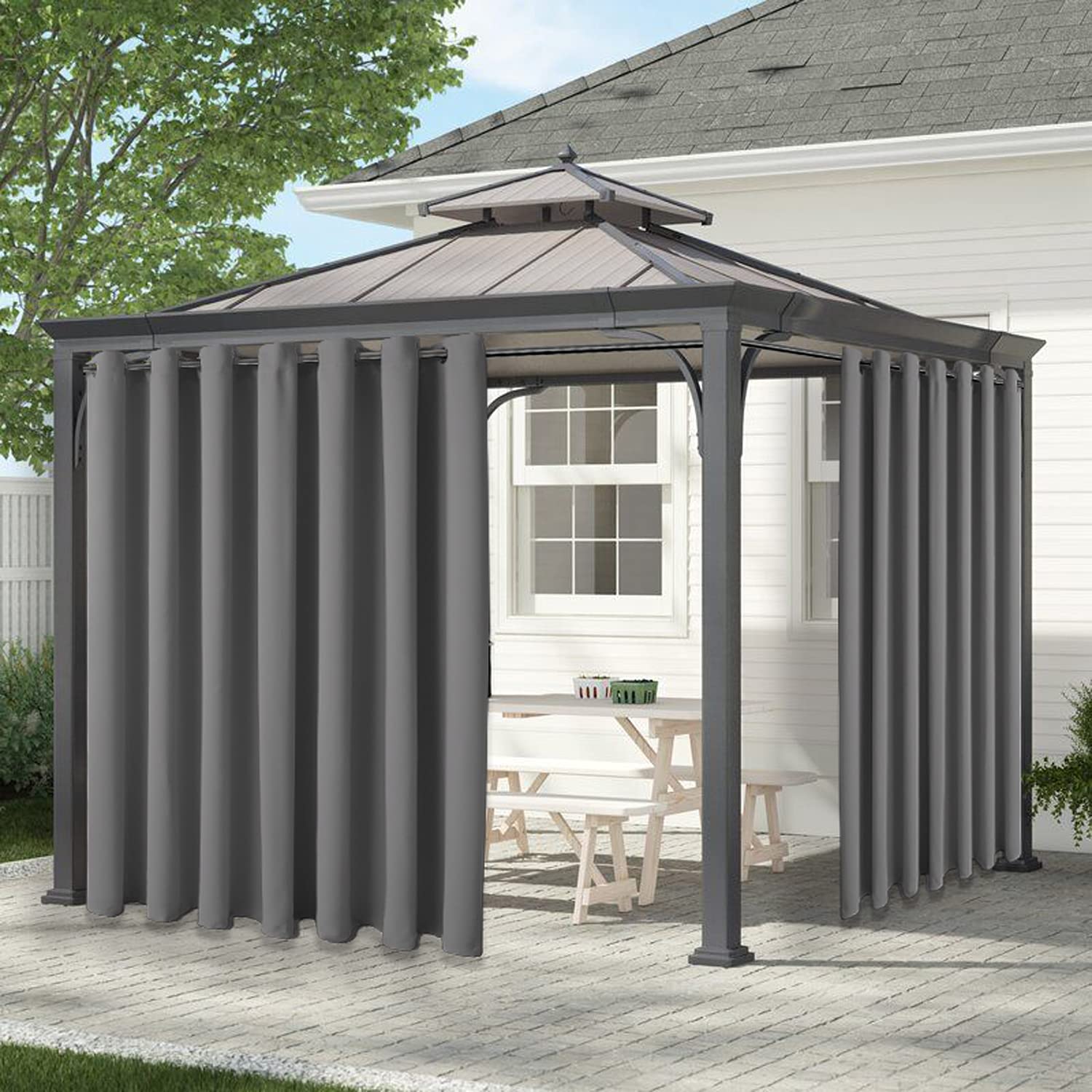 LUSHLEAF Waterproof Indoor/Outdoor Curtains for Patio - UV Sun Light ...