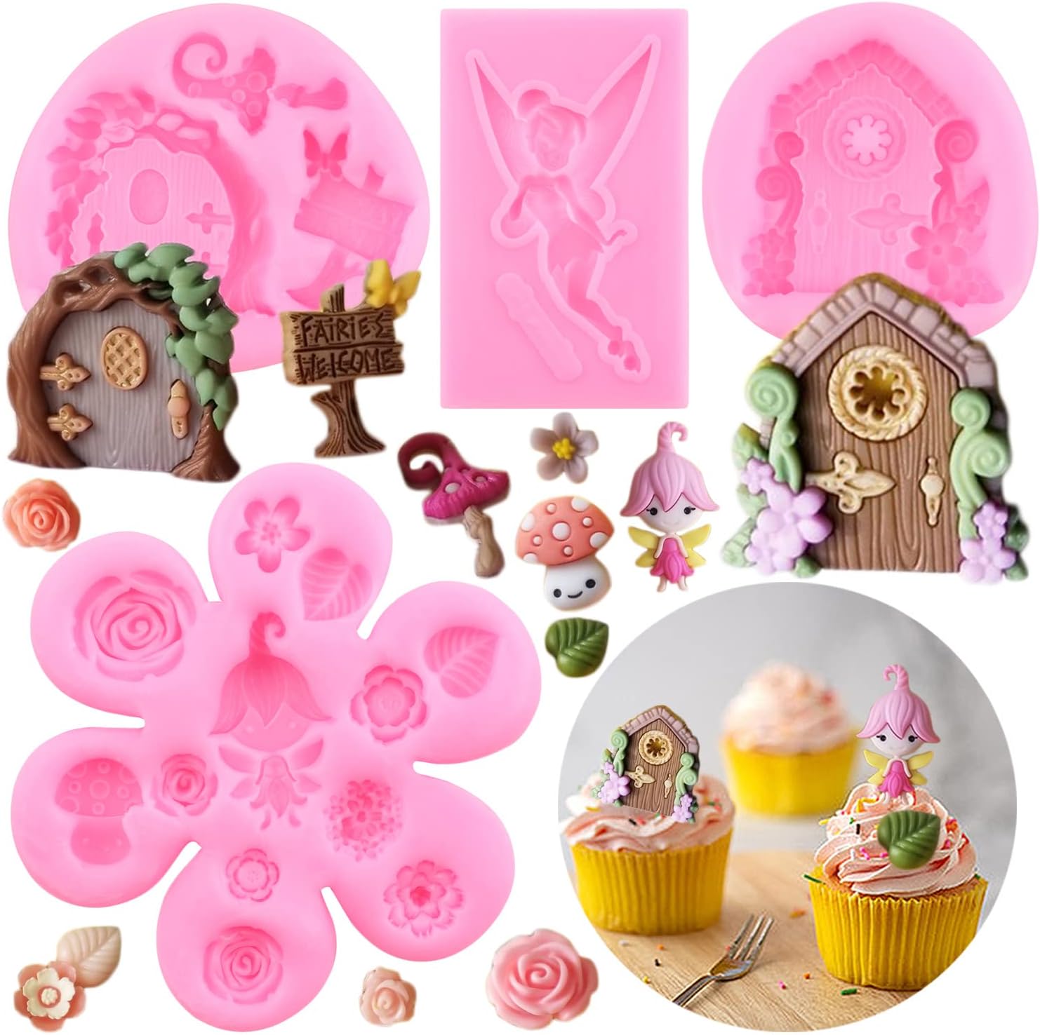 Amazon.com: 3Pcs/Set Flower Fairy Fondant Mold Angel with Wings ...