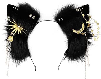 Amazon.com: Loiahoer Black Cat Ears Headwear Headband Hairhoop,Animal ...