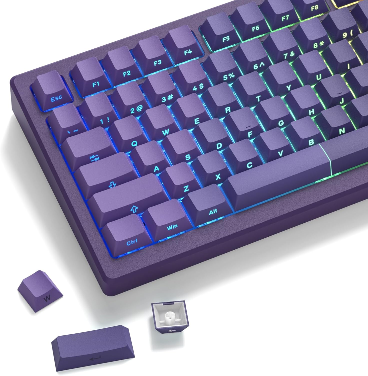 Amazon.com: dagaladoo Shine Through Keycaps PBT,Side Printed keycap 75 ...