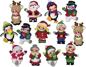 Amazon.com: Design Works Crafts Christmas Friends Felt Ornament Kit, Multi