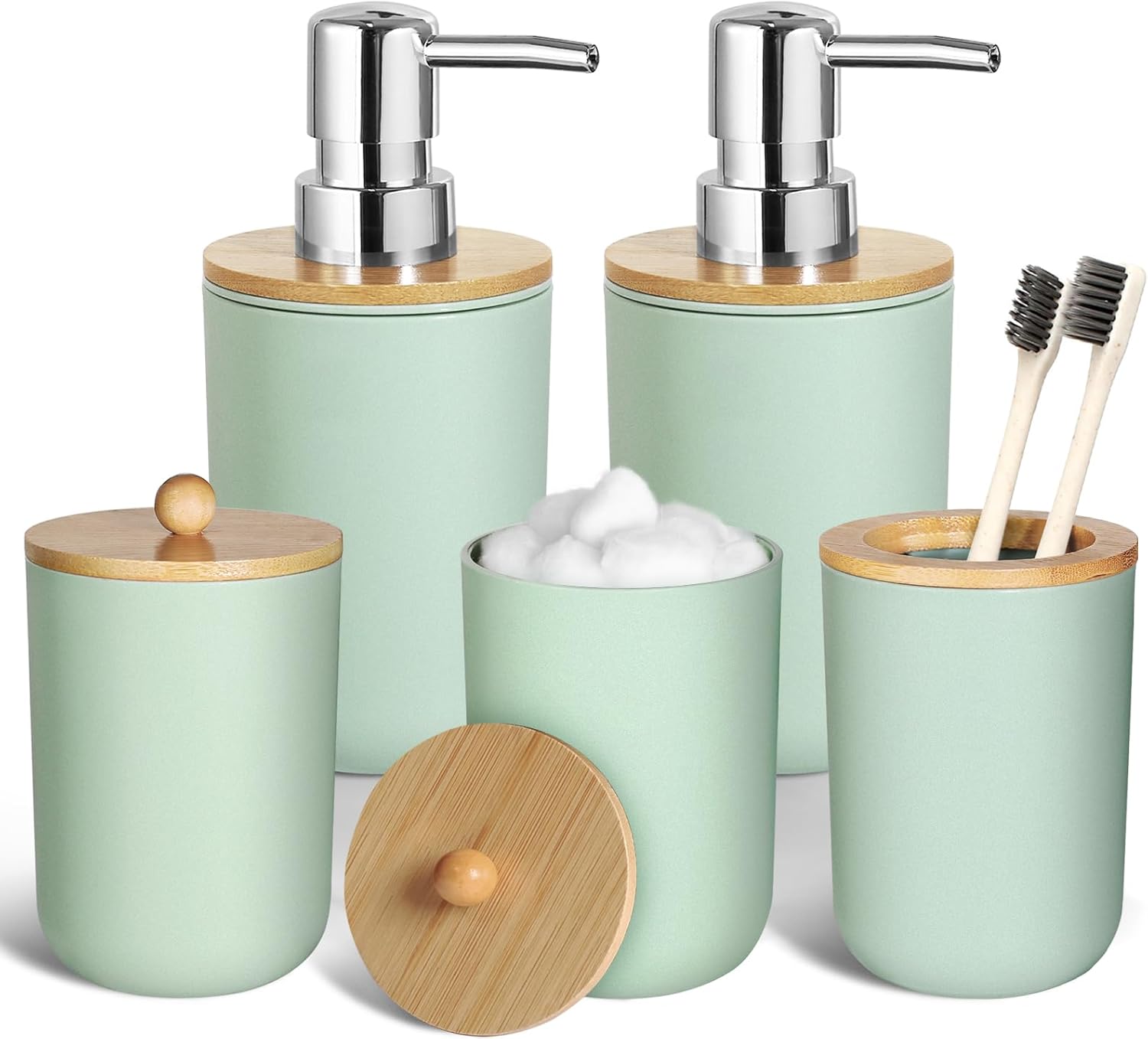 Amazon.com: ALPIRIRAL Green Bathroom Accessories Set 5 Pcs, Plastic ...