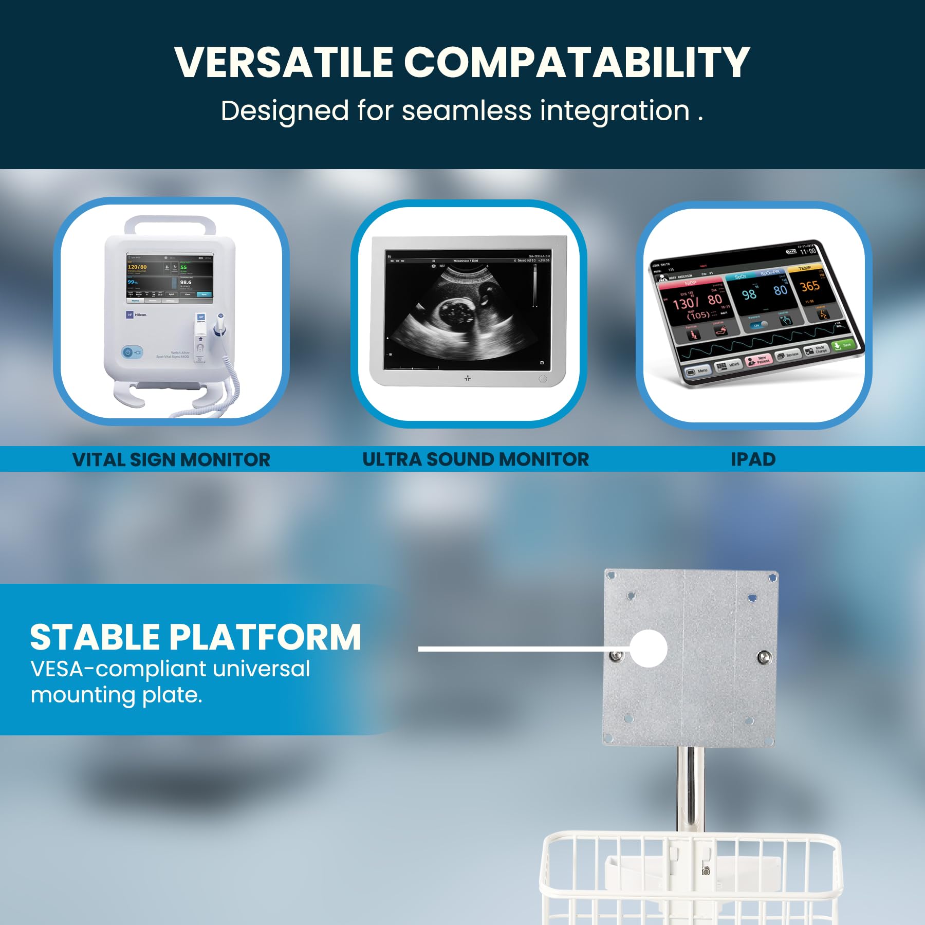 Snapklik.com : VivaComfort Vital Signs Rolling Medical Cart Workstation ...