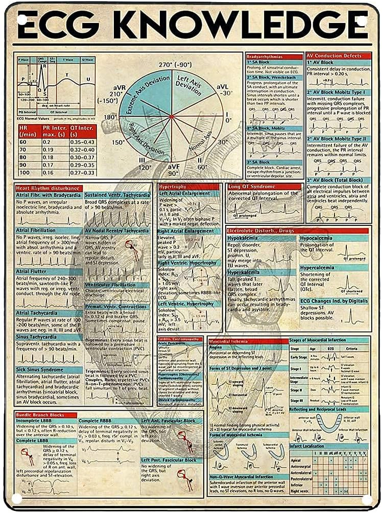 Amazon.com: Ecg Knowledge Posters Cardiologists Popular Science Metal ...