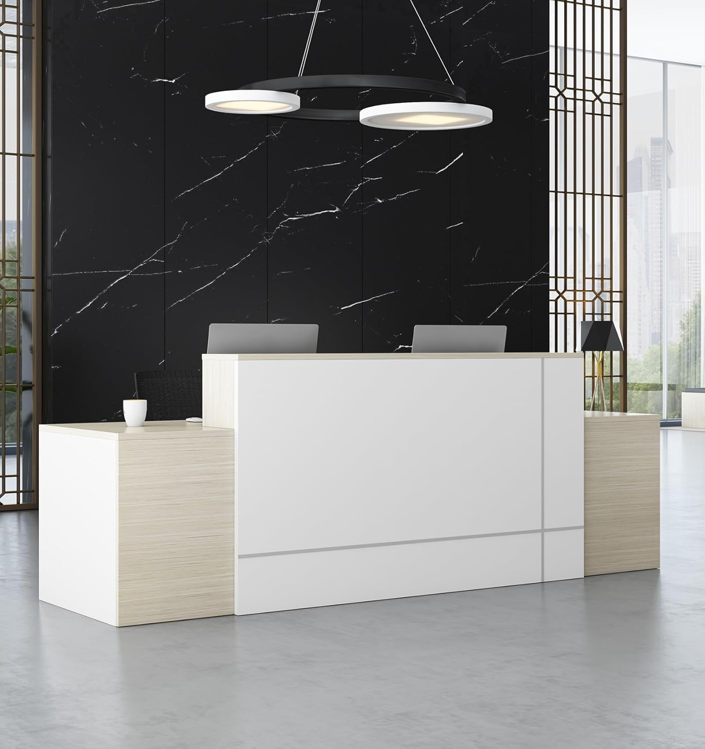 Amazon.com: Modern Minimalist Front Wooden Reception Desk with Counter ...