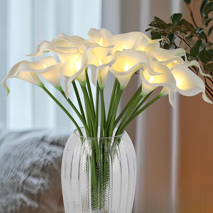 Amazon.com: HOMESEASONS LED Lighted Artificial Flowers Calla Lily ...
