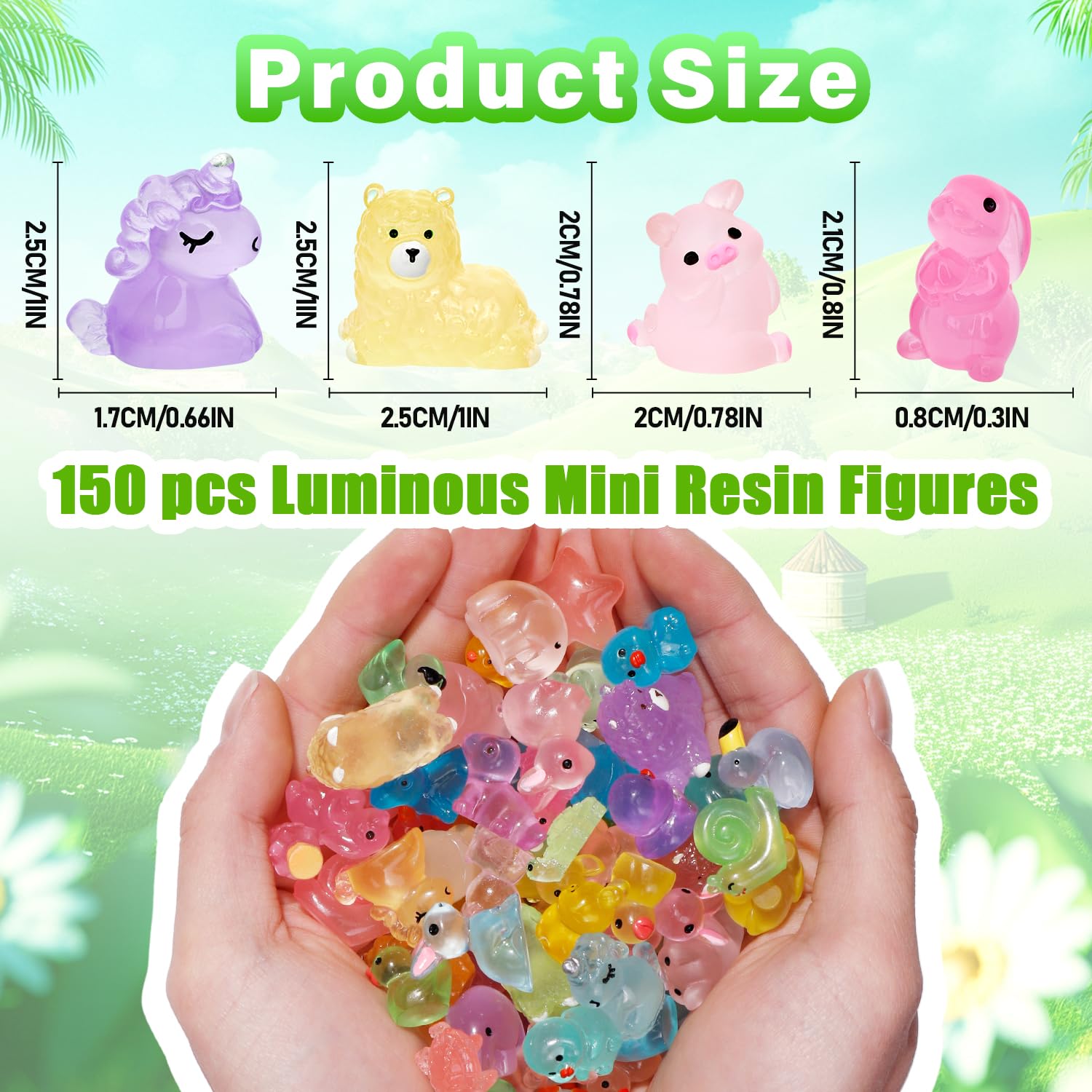 Resin Animals Rare 150PCS Random Mini Resin Animals Tiny Figurines Glow ...