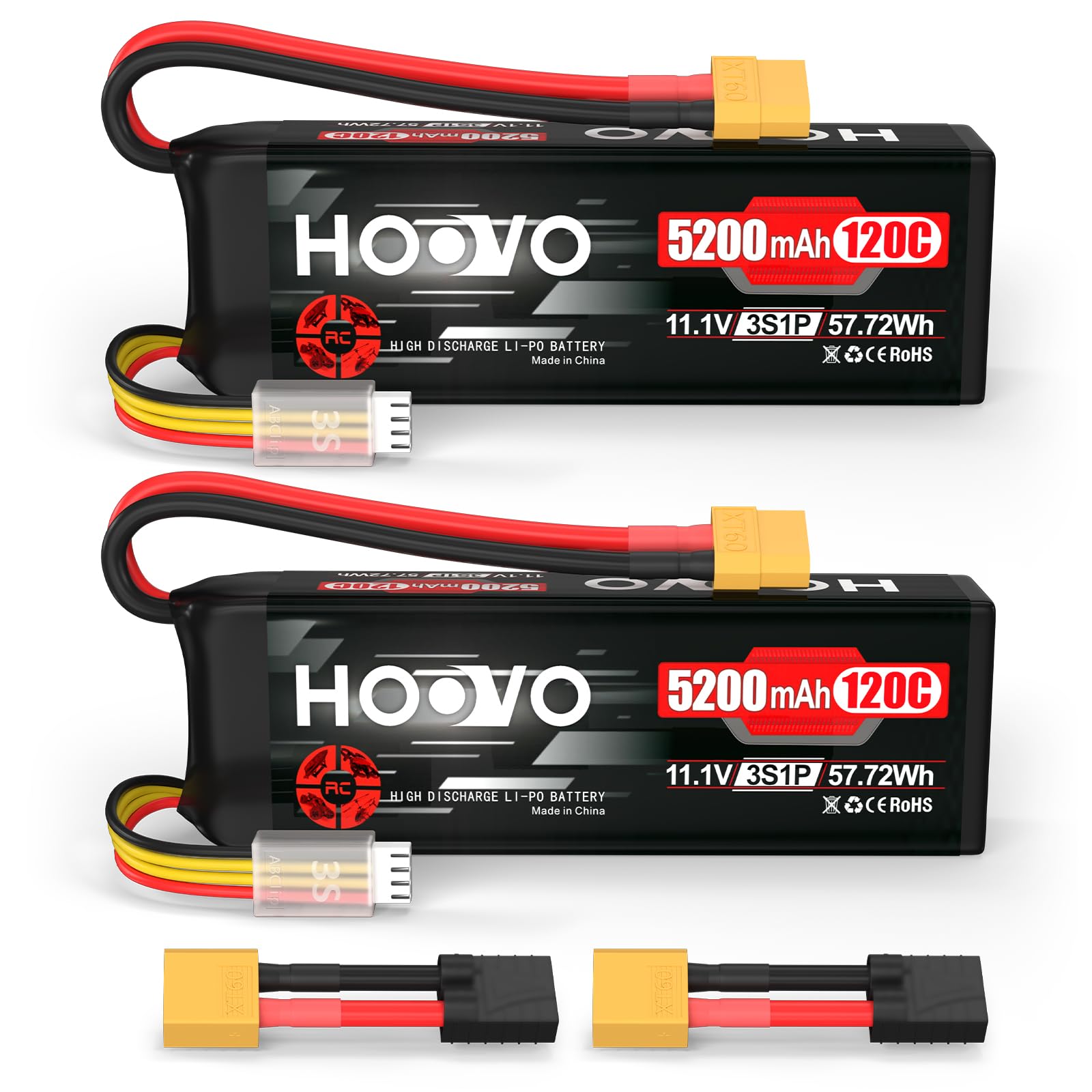 Amazon.com: HOOVO 3S LiPo Battery 5200mAh 120C Softcase with XT60 & TR ...